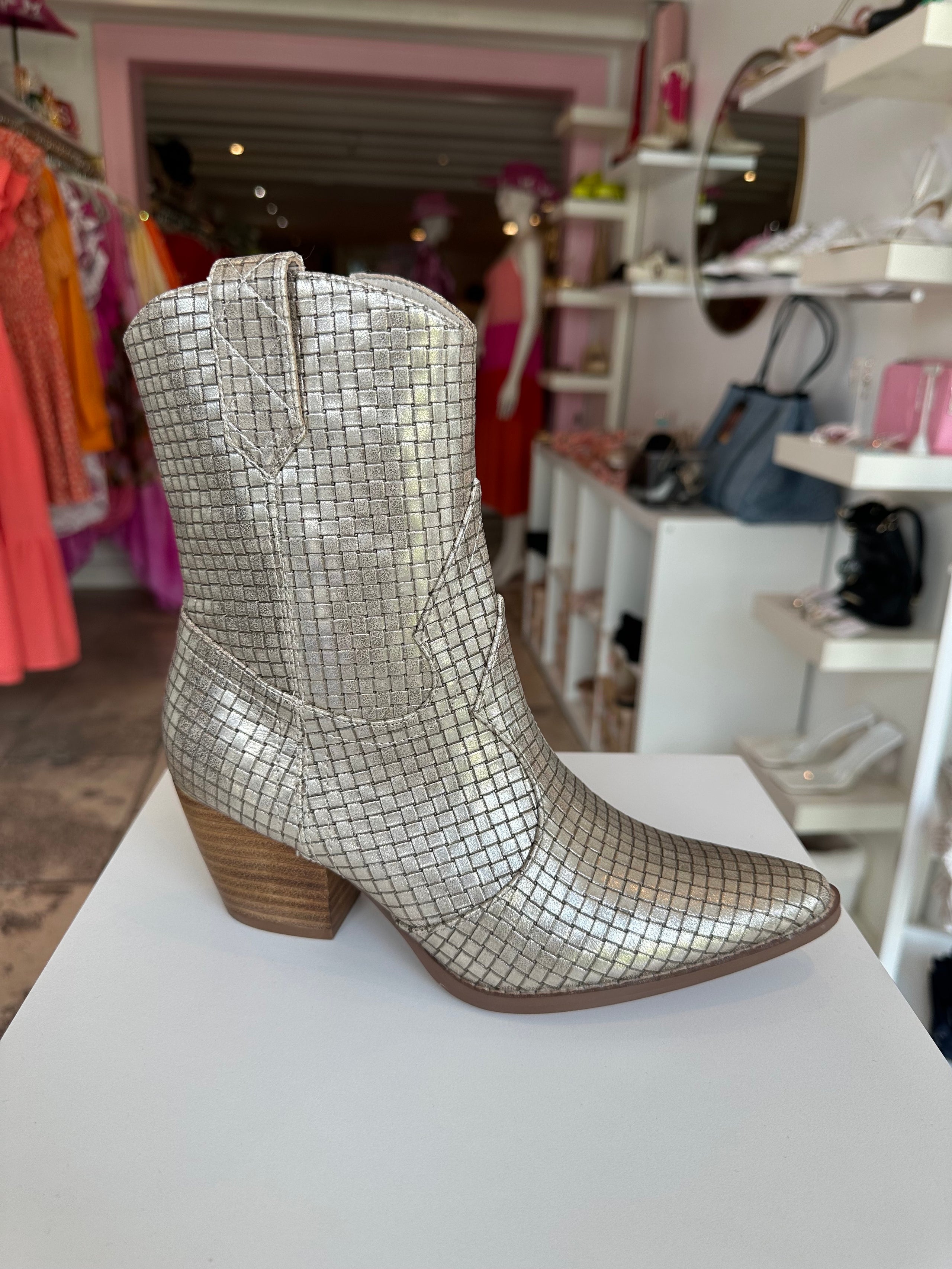 GOLD WOVEN BOOT | Morgan Rae Boutique