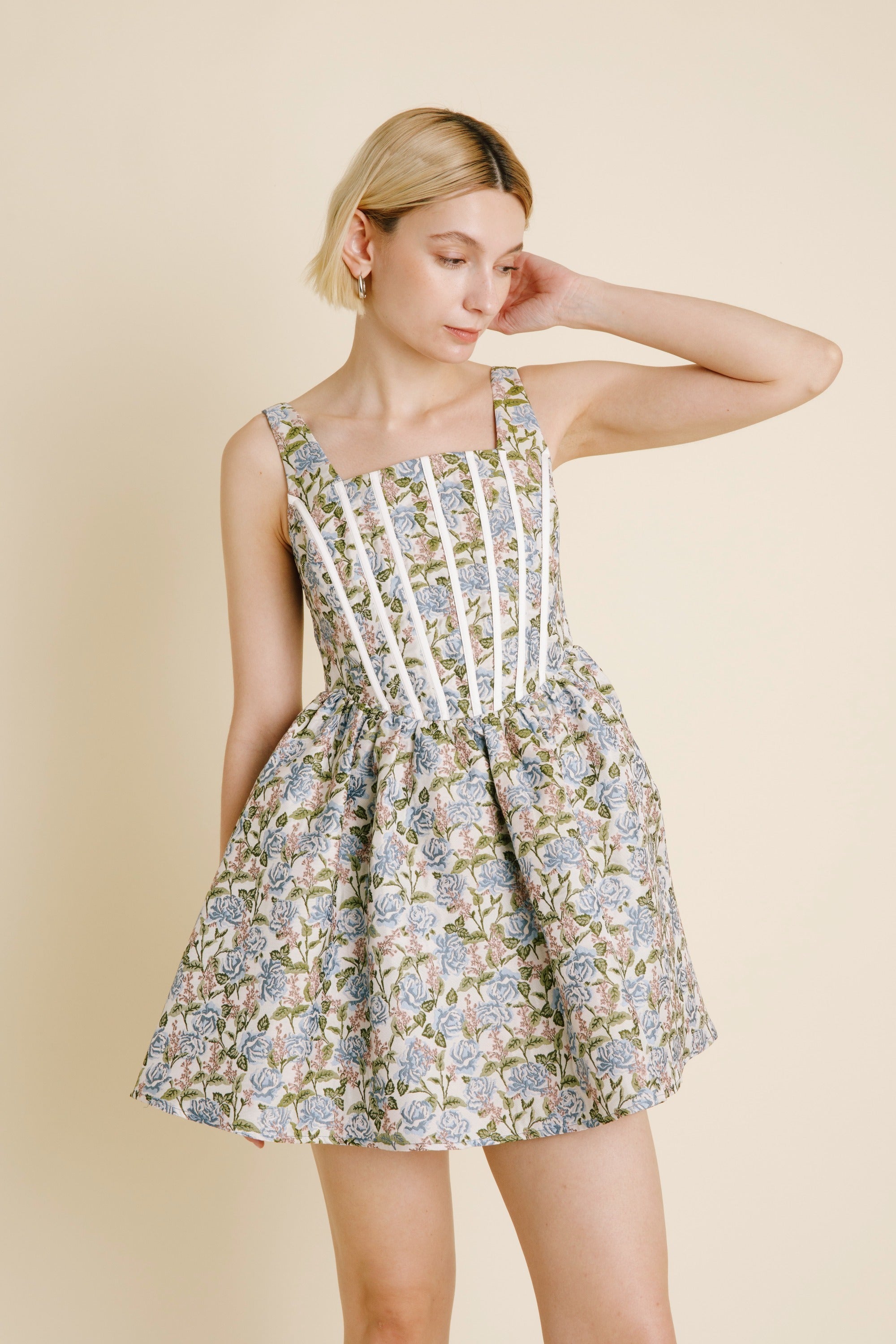 BLUE FLORAL CORSET MINI DRESS | Morgan Rae Boutique
